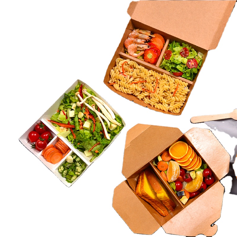 Hộp Cơm Giấy 3 Ngăn, 4 Ngăn